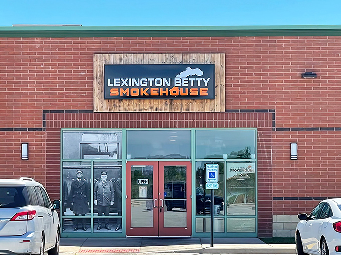 The brick facade of Lexington Betty Smokehouse stands like a temple to smoked meats, its wooden sign a beacon to barbecue pilgrims across Chicago.