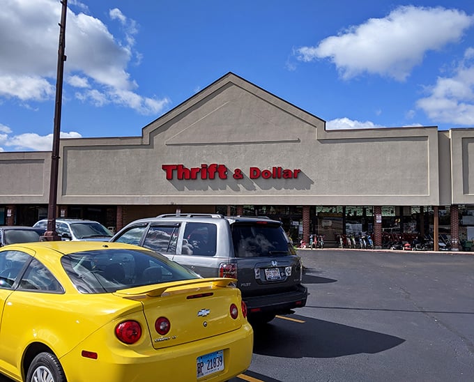 The unassuming exterior of Thrift & Dollar Inc belies the treasure trove waiting inside. This Aurora landmark is where bargain hunters begin their quest.