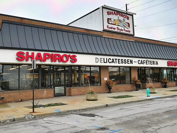 The iconic Shapiro's storefront stands proudly on Meridian Street, a brick-and-mortar testament to Indianapolis's deli heritage that beckons hungry visitors with its bold red lettering.