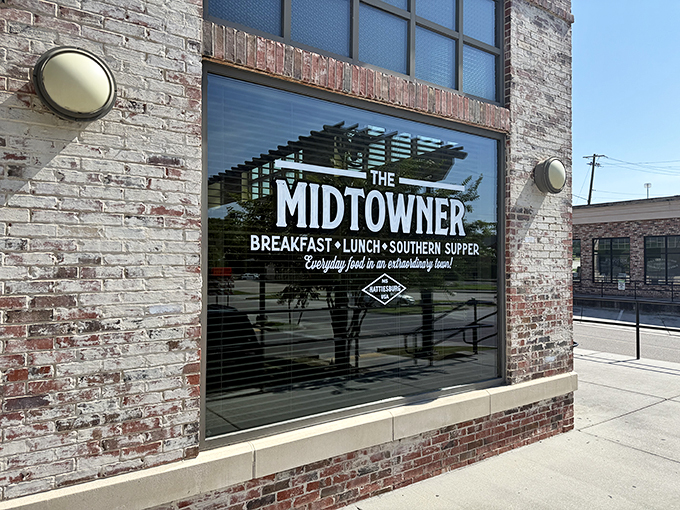 The Midtowner's rustic brick exterior promises what every great breakfast spot should: extraordinary food in an unassuming package. Like finding a Rolex in a paper bag.