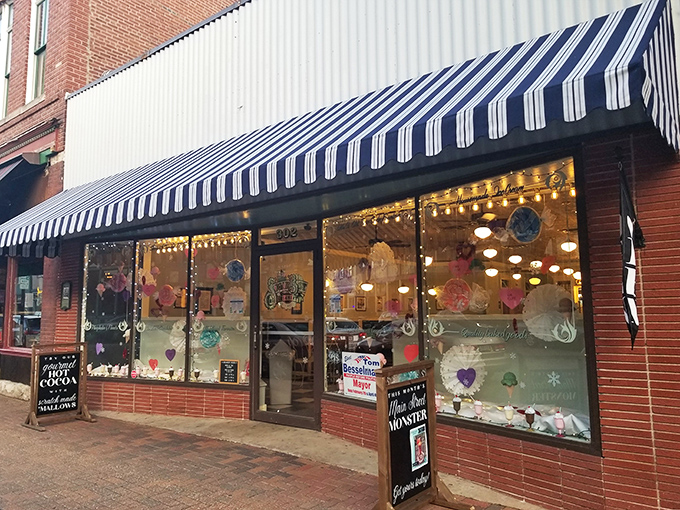 That blue and white striped awning isn't just decoration&mdash;it's a beacon of hope for anyone whose day needs a serious upgrade of sweetness.
