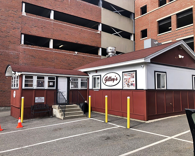 The little red diner that could! Gilley's modest exterior belies the culinary treasures within, standing proudly in Portsmouth like a time capsule of American dining.
