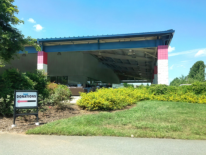 The donation drop-off area welcomes your cast-offs like old friends ready for their second act. Sunshine and possibility await inside.