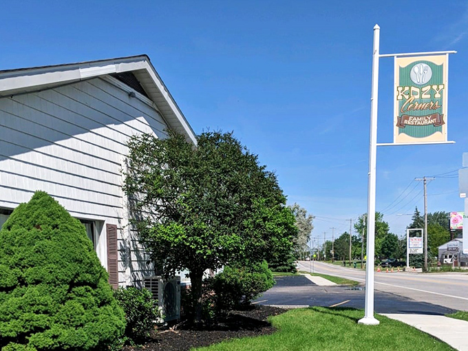 The unassuming exterior of Kozy Corners belies the culinary treasures within. Small-town charm at its finest in Oak Harbor.