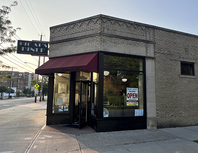The unassuming brick exterior of Big Al's Diner hides Cleveland's breakfast holy grail. That burgundy awning might as well be a superhero cape.