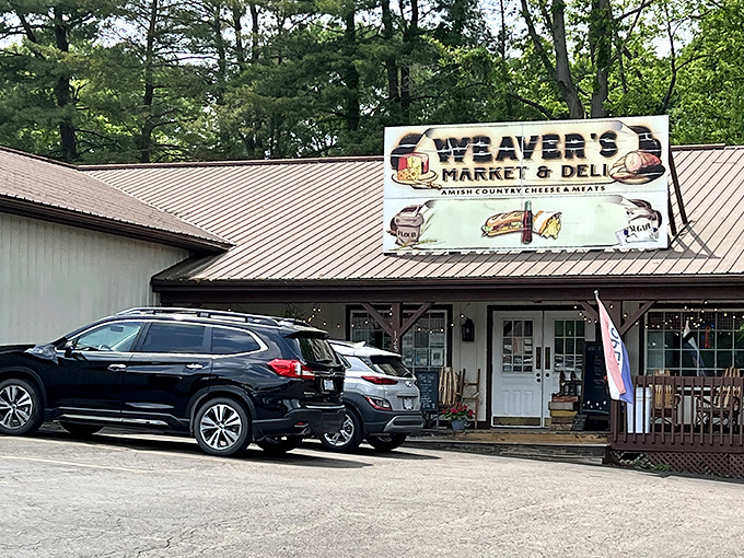 The humble storefront that launched a thousand road trips. Weaver's Market & Deli stands proudly in Logan, Ohio, where rocking chairs await and sandwich dreams come true.