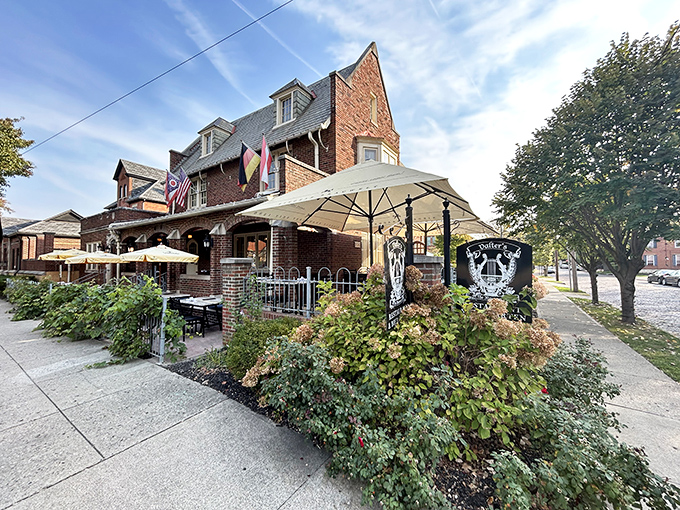 The brick fa&ccedil;ade of Valter's at the Maennerchor stands proudly in German Village, with cheerful yellow umbrellas inviting you to linger over a leisurely meal.
