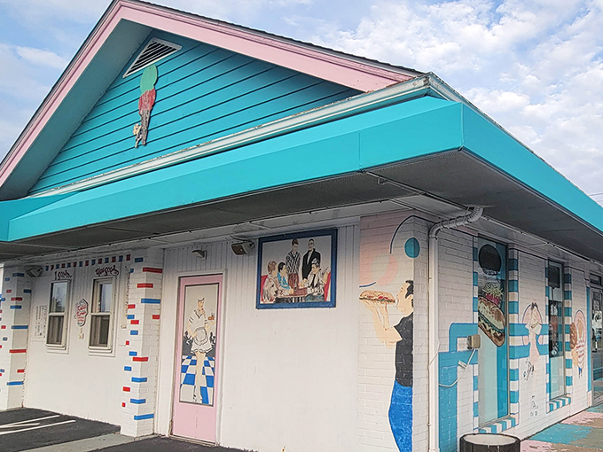 That turquoise facade isn't just eye-catching&mdash;it's a beacon of sandwich salvation standing proudly in Canfield, promising delicious treasures within.