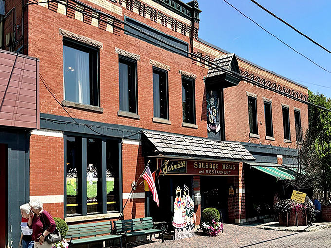 Schmidt's historic brick fa&ccedil;ade stands proudly in German Village, like a time portal to Old World Bavaria right in Columbus's backyard.