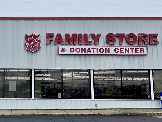 The blue metal exterior might not scream "treasure trove," but inside this unassuming building, bargain-hunting dreams come true daily.