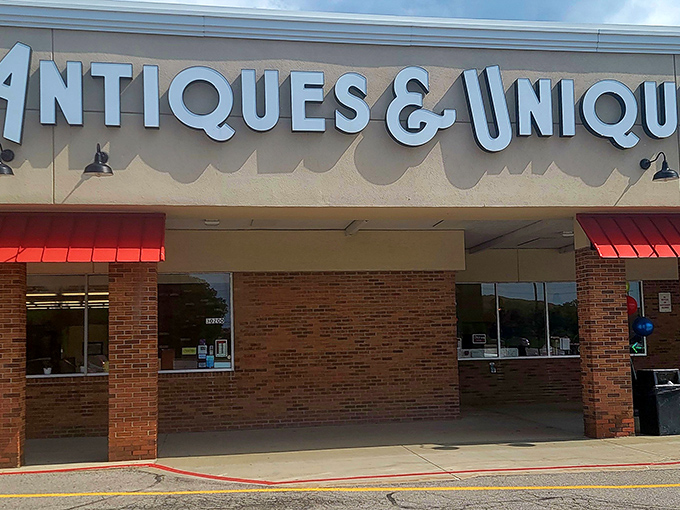 That classic brick facade with red awnings practically screams "treasure hunt ahead" – your wallet's already nervous.