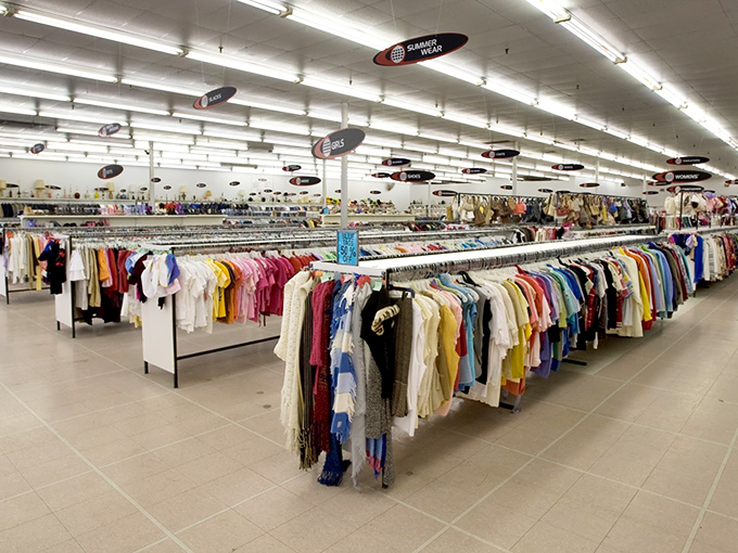 Endless racks of possibility stretch before you at Value World Thrift. It's like a department store where everything comes with a story.