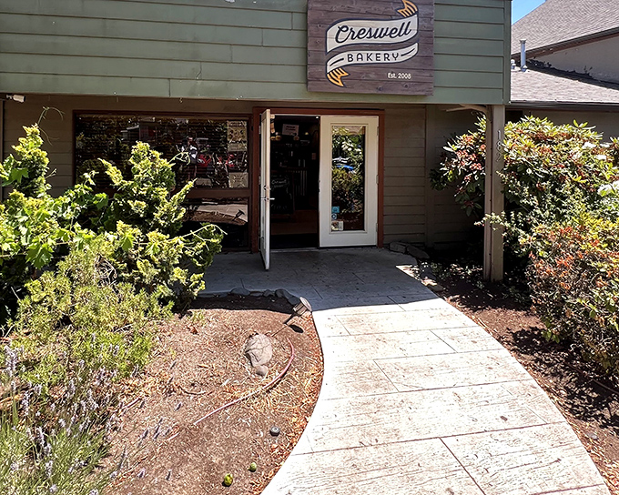 A welcoming storefront that whispers sweet promises of carbs to come. The kind of place where diet plans go to die gloriously.