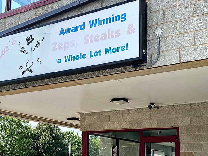 Eve's Lunch stands ready for another day of sandwich magic, no fancy facade needed.