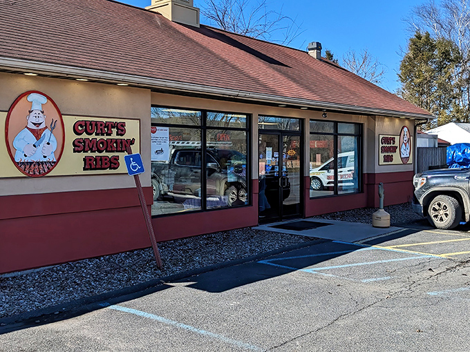The unassuming exterior of Curt's Smokin' Ribs might not stop traffic, but the heavenly aroma wafting from inside certainly will. BBQ paradise found!