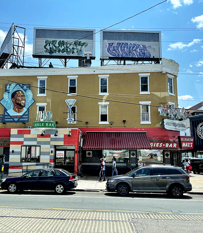 The iconic yellow building with its red awning stands as a North Philly landmark. No fancy frills needed when the cheesesteaks speak for themselves.