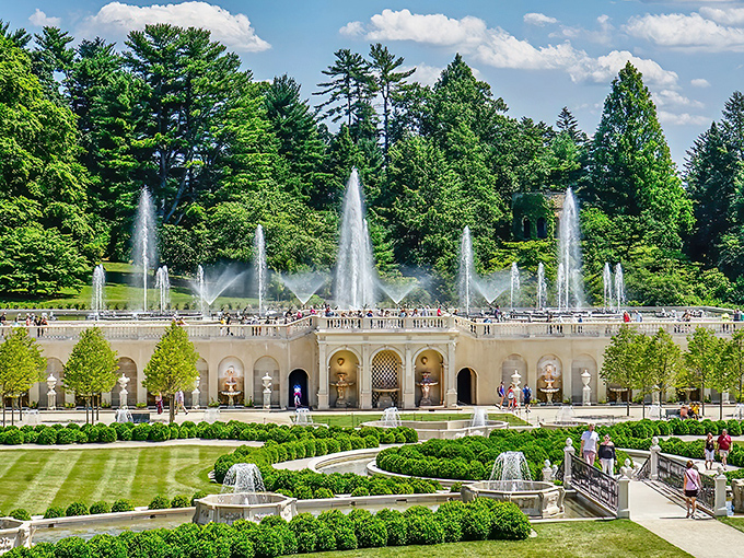The Main Fountain Garden at Longwood puts Vegas water shows to shame, minus the neon and gambling. Nature's own spectacular performance art.