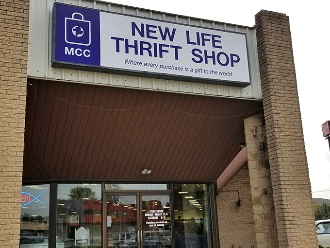 The iconic blue sign promises more than bargains – it's a gateway to guilt-free retail therapy where every purchase helps others around the world.