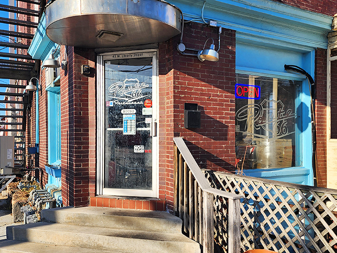 The unassuming entrance to flavor paradise. Like finding a secret door to the past, complete with that glowing "OPEN" sign of hope.
