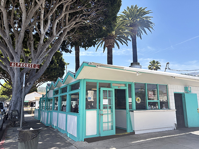 The unassuming turquoise facade of La Super-Rica Taqueria stands like a beacon of culinary promise under Santa Barbara's swaying palms.