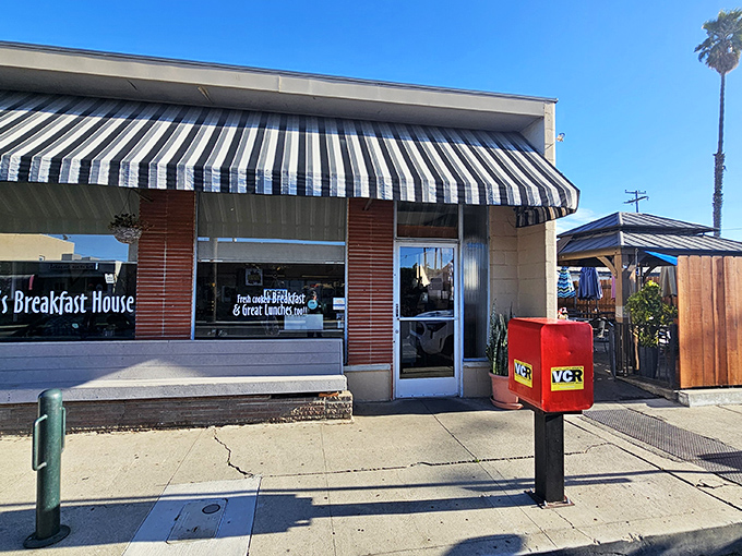 The classic blue-striped awning of Pete's Breakfast House stands like a beacon of hope for the morning-hungry masses of Ventura.