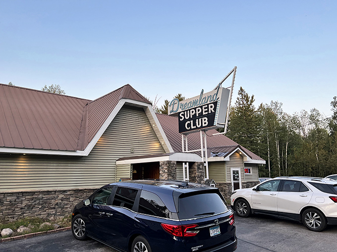 A newer exterior view showcases Dreamland's updated facade, where the iconic sign promises the timeless pleasures that await inside. The northwoods never looked so appetizing.