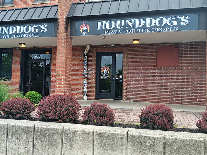 The brick facade of Hounddog's promises "Pizza for the People" &ndash; a democratic approach to deliciousness that Columbus residents have embraced wholeheartedly.