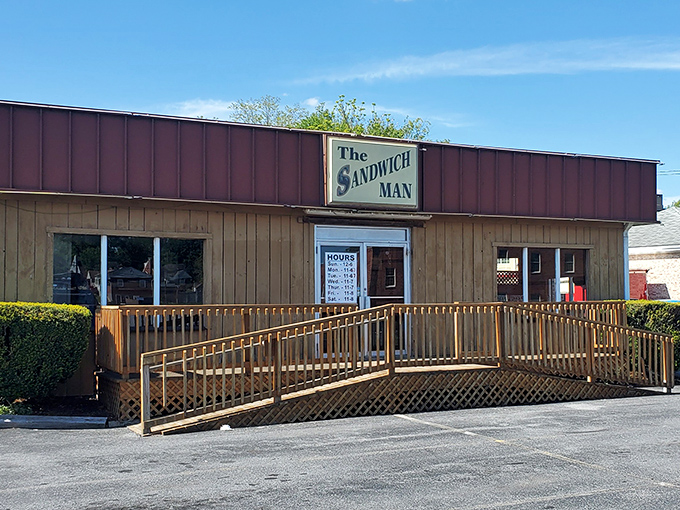The Sandwich Man's exterior whispers rather than shouts, like that friend who quietly makes the best lasagna you've ever tasted.