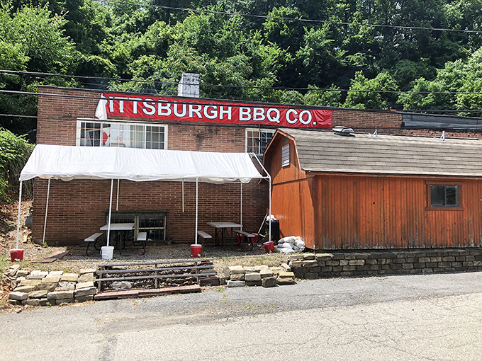 Summer at Pittsburgh BBQ Co. reveals its daytime charm &ndash; a rustic hideaway nestled against lush Pennsylvania greenery, with outdoor seating for those perfect smoky afternoons.