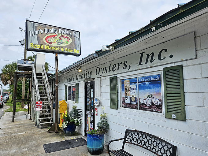 The unassuming exterior of Lynn's Quality Oysters stands as a beacon for seafood lovers&mdash;proof that the best Florida treasures often hide behind the simplest facades.