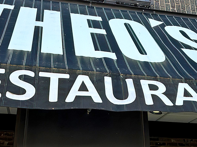 The unassuming black awning of Theo's Restaurant stands as a beacon for hungry travelers &ndash; Cambridge's culinary landmark hiding in plain sight.