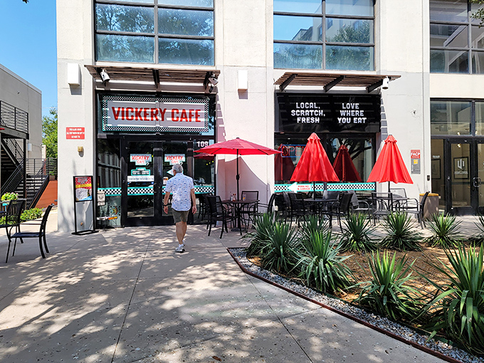At Vickery Cafe, Fort Worth&rsquo;s breakfast regulars know the secret: you don&rsquo;t need fancy trimmings when there&rsquo;s hearty cooking, warm service, and those signature red umbrellas.