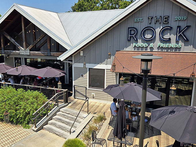 Sunny days and patio umbrellas create the perfect backdrop for al fresco dining at The Rock, where Missouri's weather becomes the ideal dining companion.