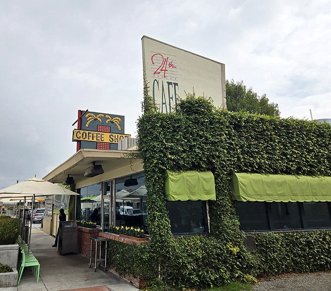 That vintage neon sign beckons like a lighthouse for breakfast lovers navigating Bakersfield's culinary waters.