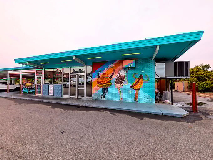 That iconic turquoise facade isn't just eye candy&mdash;it's a portal to burger paradise where time stands deliciously still in North Augusta.