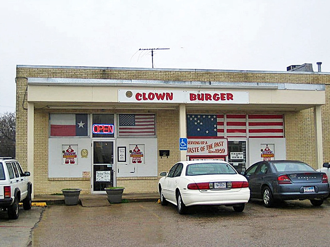 That weathered clown sign isn't just advertising &ndash; it's a beacon calling burger lovers home.