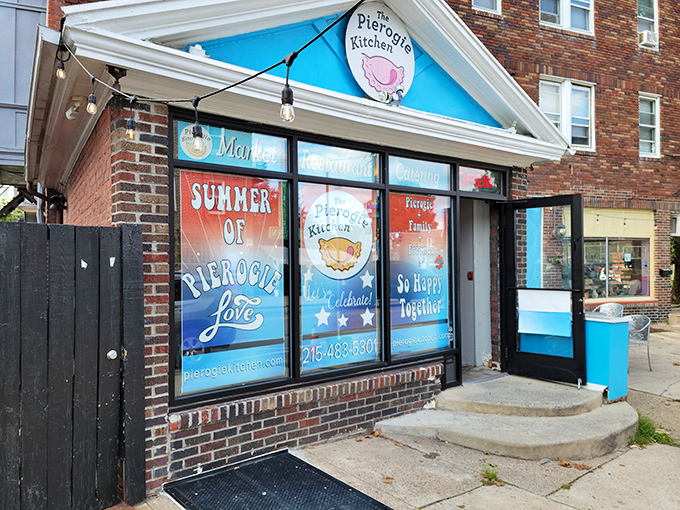This cheerful blue storefront practically winks at you from Roxborough's Ridge Avenue, promising pierogi paradise within.