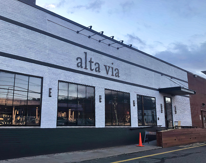 Alta Via's crisp white brick exterior in Fox Chapel is like a minimalist canvas waiting to showcase the culinary masterpieces within.