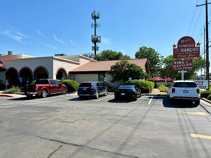 The unassuming exterior of Matt's El Rancho belies the flavor explosion waiting inside. That iconic sign has been guiding hungry Austinites to Tex-Mex paradise for generations.