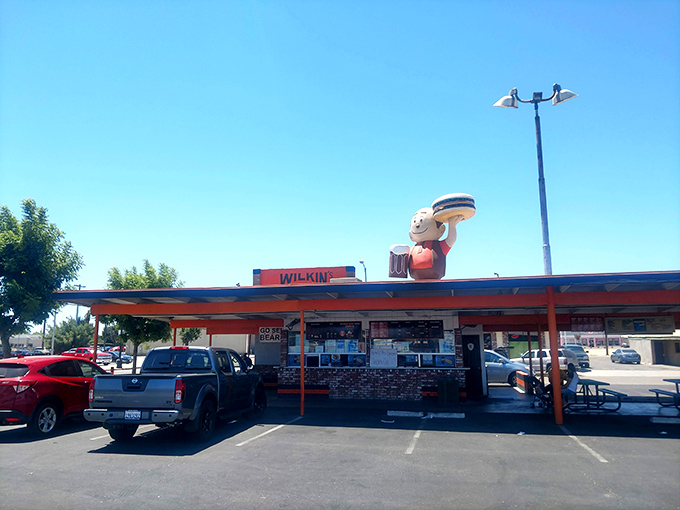 Another angle reveals Wilkin's Drive-In in all its retro glory&mdash;where the California sky seems bluer and burgers taste better than anywhere else on Highway 99.