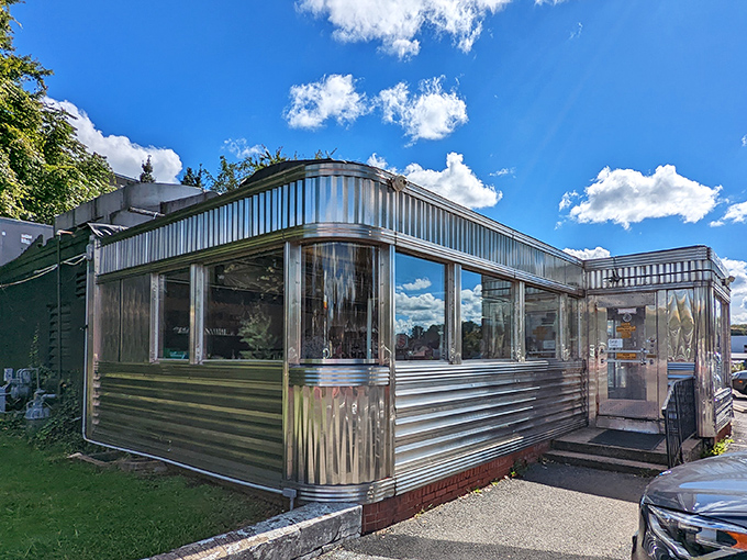 The gleaming stainless steel exterior of Frost Diner isn't trying to be retro&mdash;it's authentically vintage, a shiny time capsule serving comfort on Route 29.
