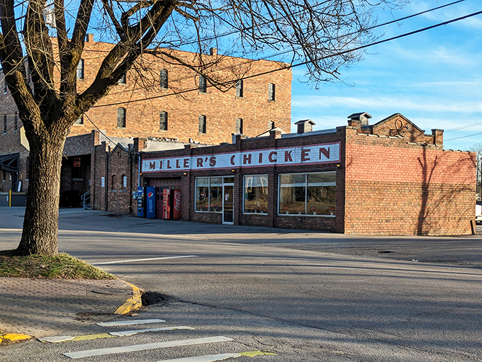 The unassuming brick exterior of Miller's Chicken stands as a monument to the philosophy that greatness doesn't need fancy packaging—just a Coca-Cola machine and a dream.