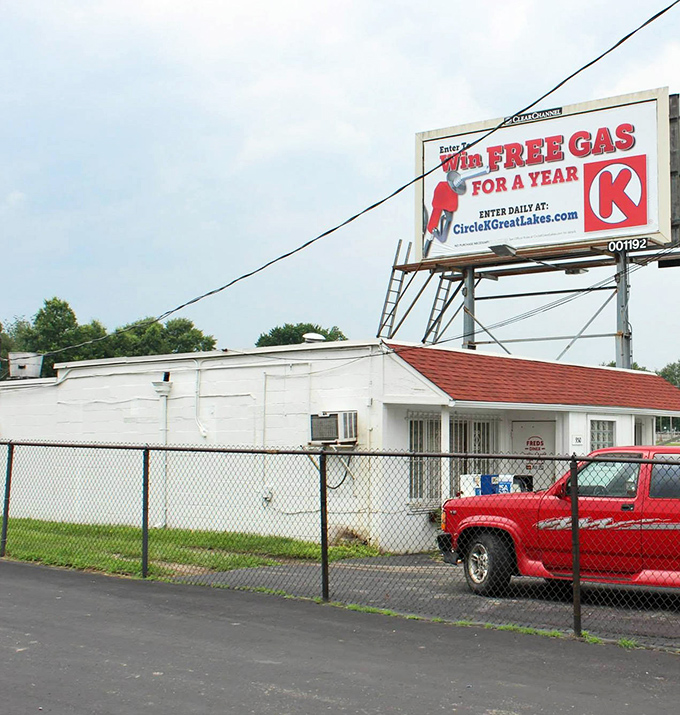 The promise of "Breakfast Anytime" glows like a beacon of hope on Fred's iconic sign. This unassuming Akron treasure has been calling to hungry souls for decades.