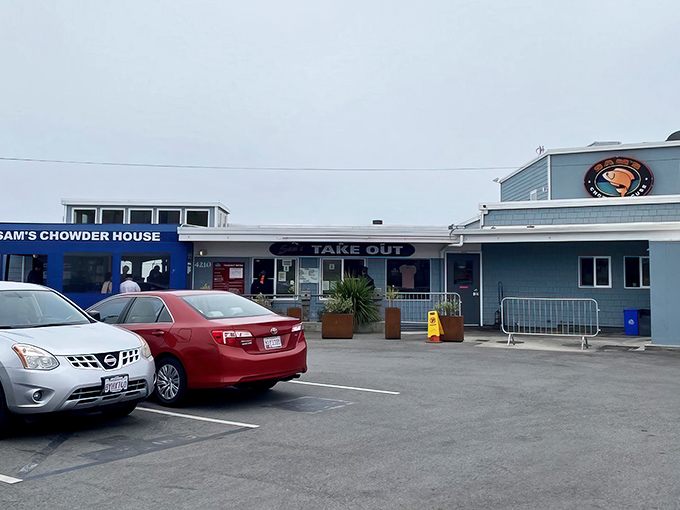 Sam's Chowder House sits proudly along Highway 1, beckoning seafood lovers like a lighthouse guides ships home.