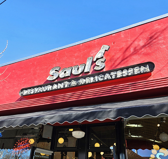The iconic red facade of Saul's stands out on Berkeley's Shattuck Avenue like a beacon calling all sandwich enthusiasts home.