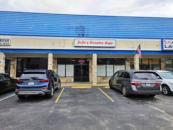 The iconic blue roof of JoJo's Country Cafe stands out in Deltona like a beacon calling hungry travelers home. No fancy frills, just honest food awaiting inside.