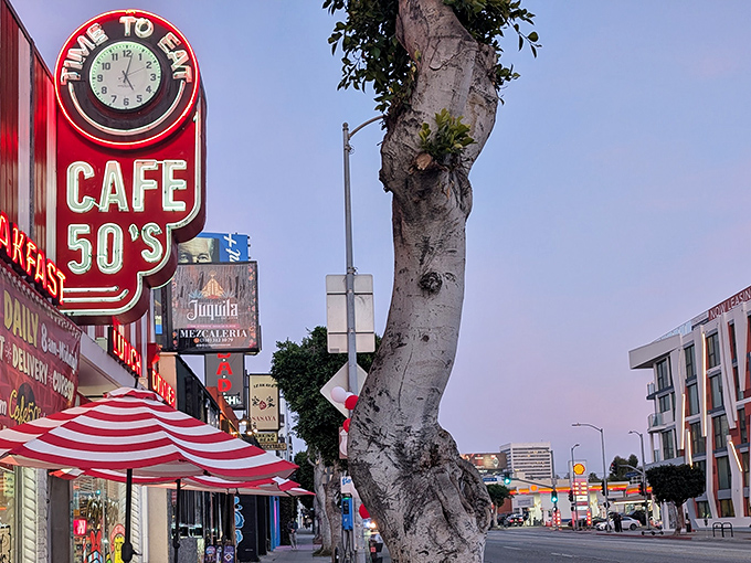 That iconic neon sign beckons like a time machine on wheels. "Time to Eat" indeed&mdash;the clock's always right when it's pointing to comfort food o'clock.