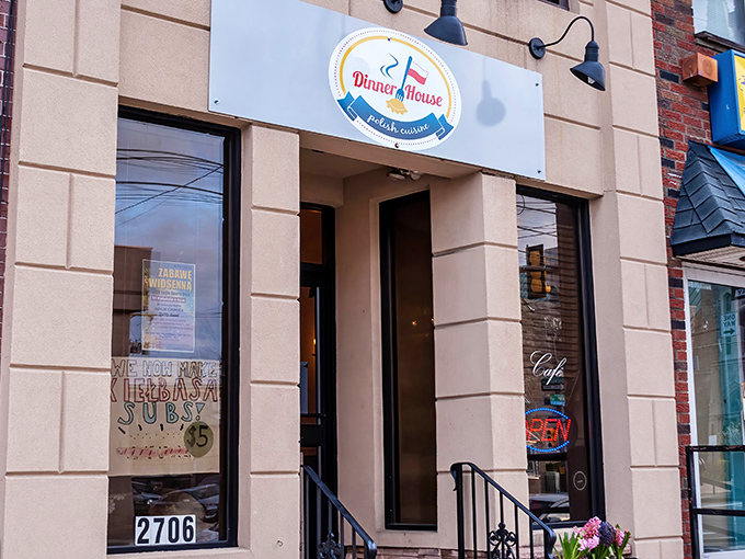 The unassuming entrance to The Dinner House beckons from below street level, like a secret passage to Polish culinary paradise.