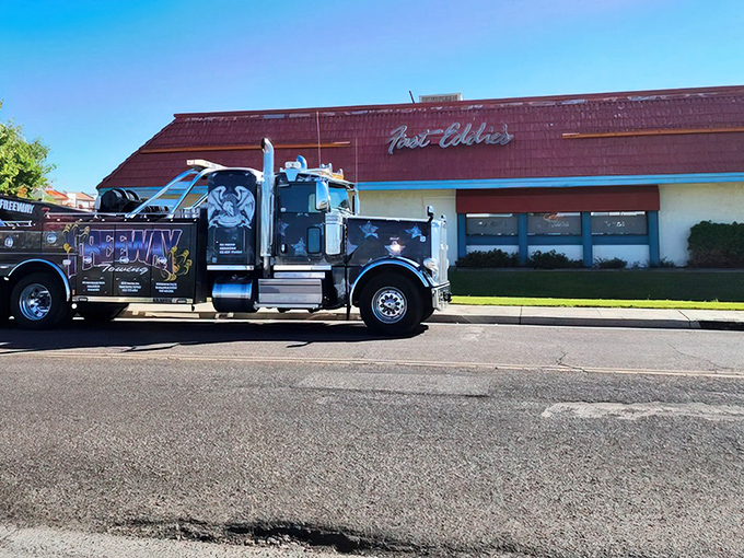 That iconic red roof against the Arizona sky isn't just eye-catching&mdash;it's a beacon calling hungry souls home to Fast Eddie's, where comfort food reigns supreme.