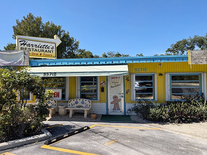 The sunshine-yellow exterior of Harriette's isn't just a building&mdash;it's a promise of the cheerful experience waiting inside this beloved Key Largo institution.